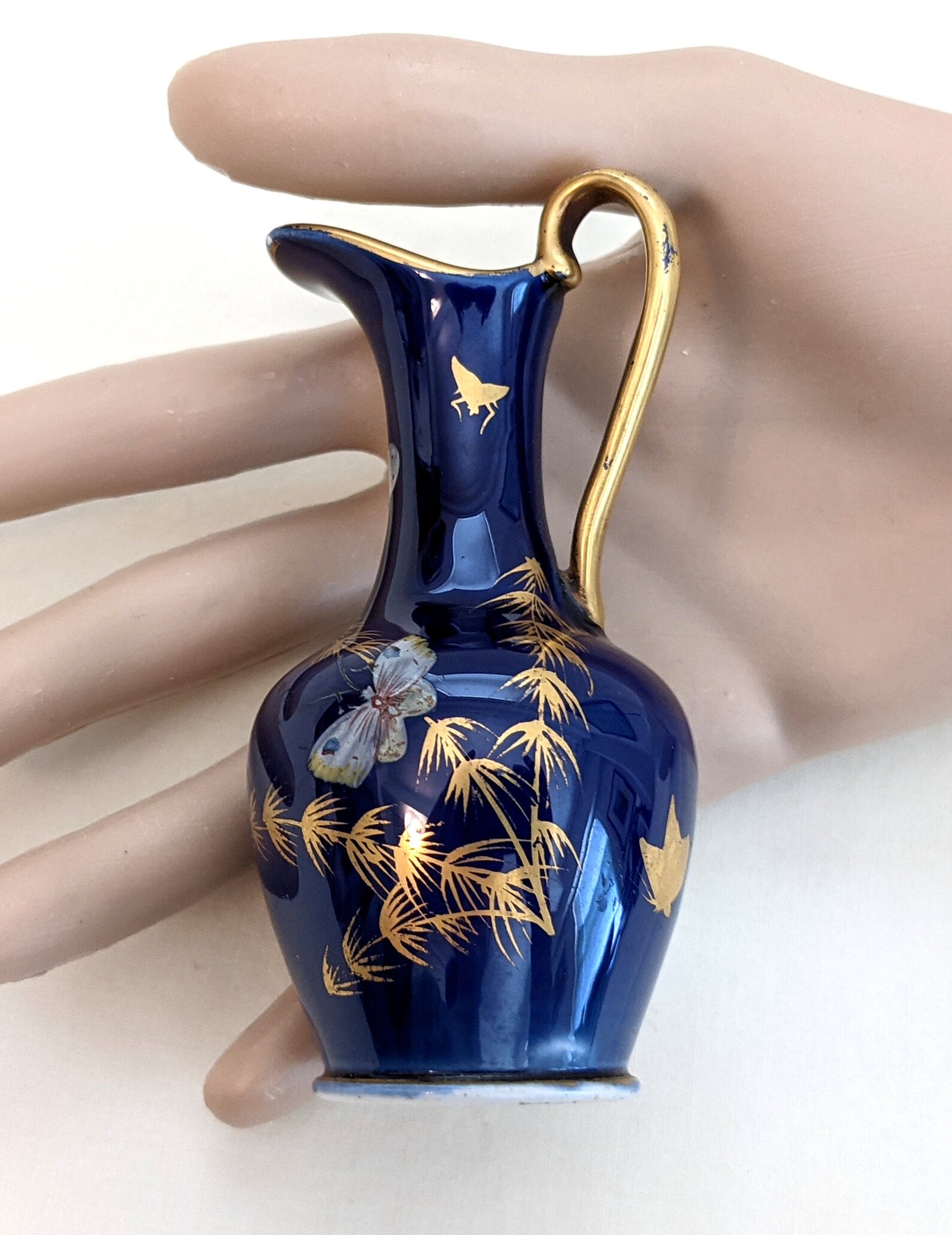 Japanese Miniature Porcelain Pitcher Blue With Gold Trim - Etsy