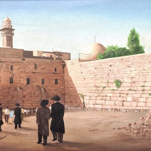 Ray Batchelor Painting of Israeli Western (wailing) Wall, 11 1/2 X 15 1 ...