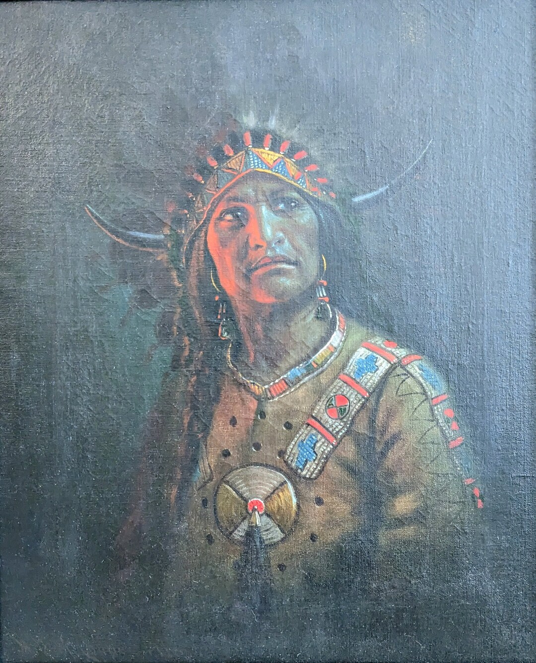 A.D.M. Cooper "spotted Tail" Oil Painting, Sioux Chief Portrait, 1916 ...