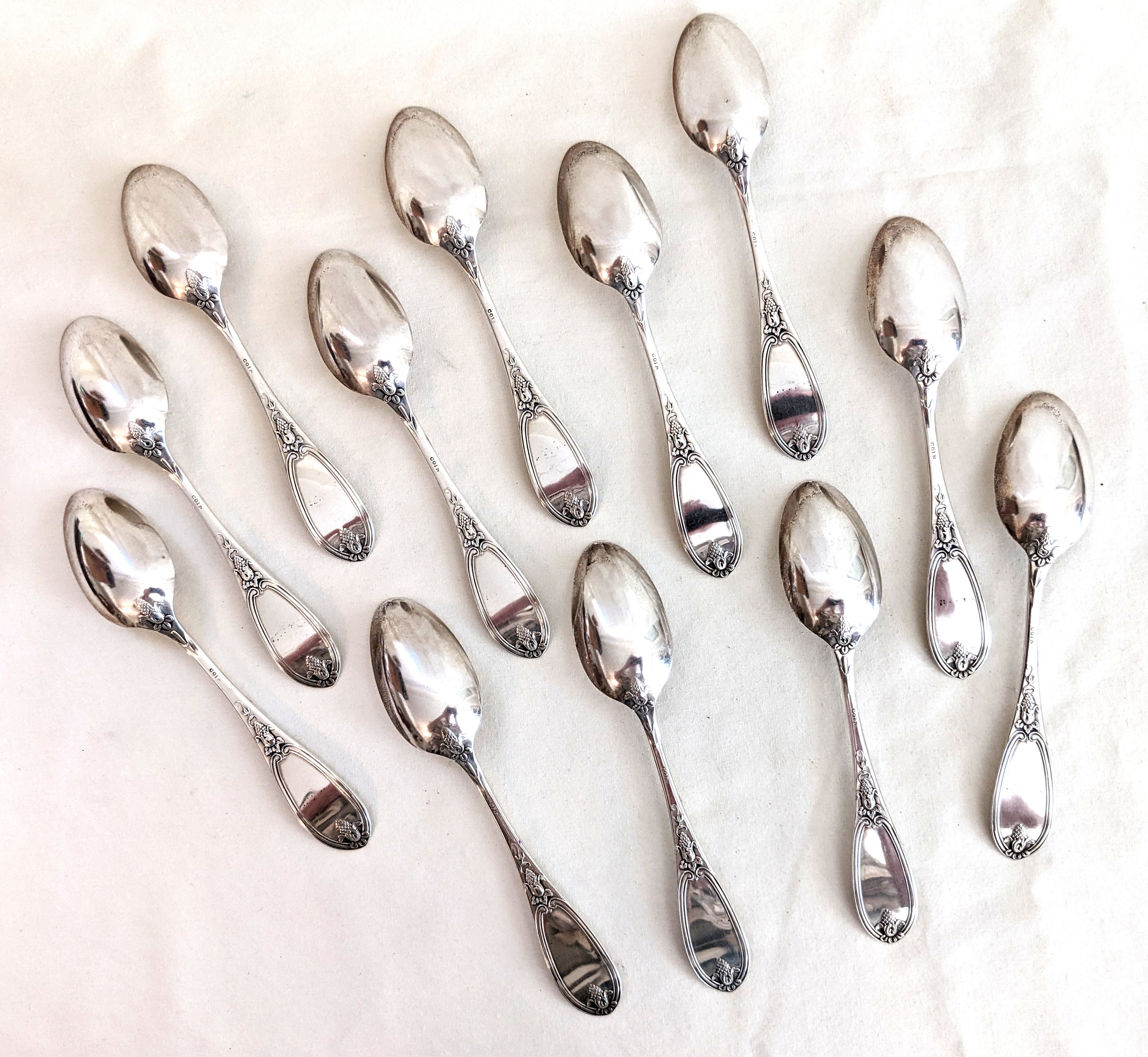 Antique Coin Silver Teaspoon Set: Monogrammed Spoons in Fitted Case ...