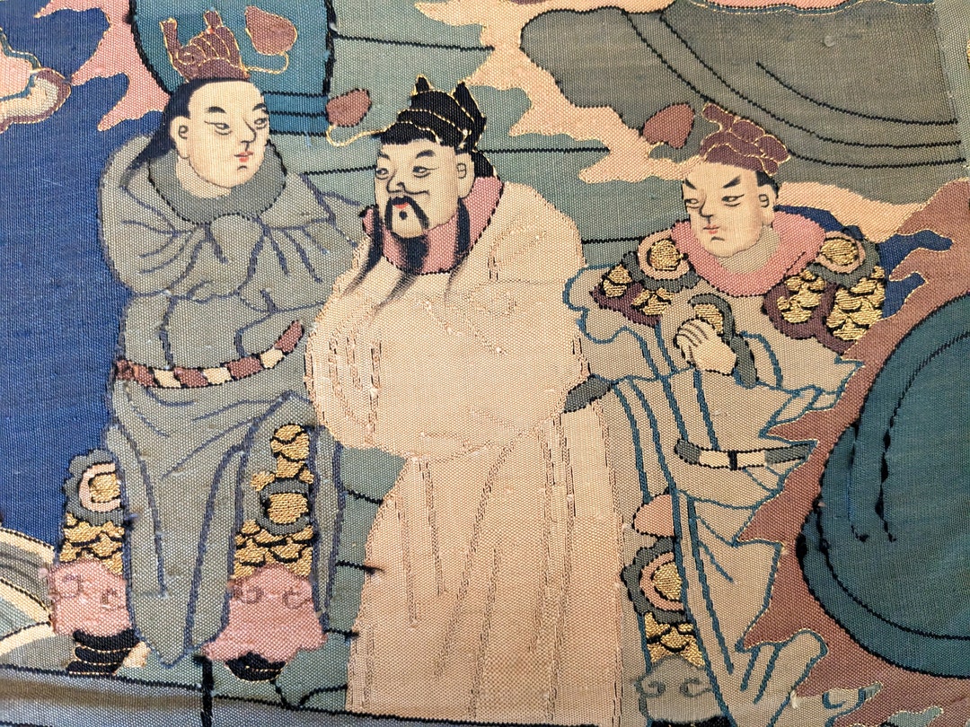 Chinese Kesi Tapestry, Late Quin Dynasty, 42 3/4 Inches Long, 3 Scenes ...