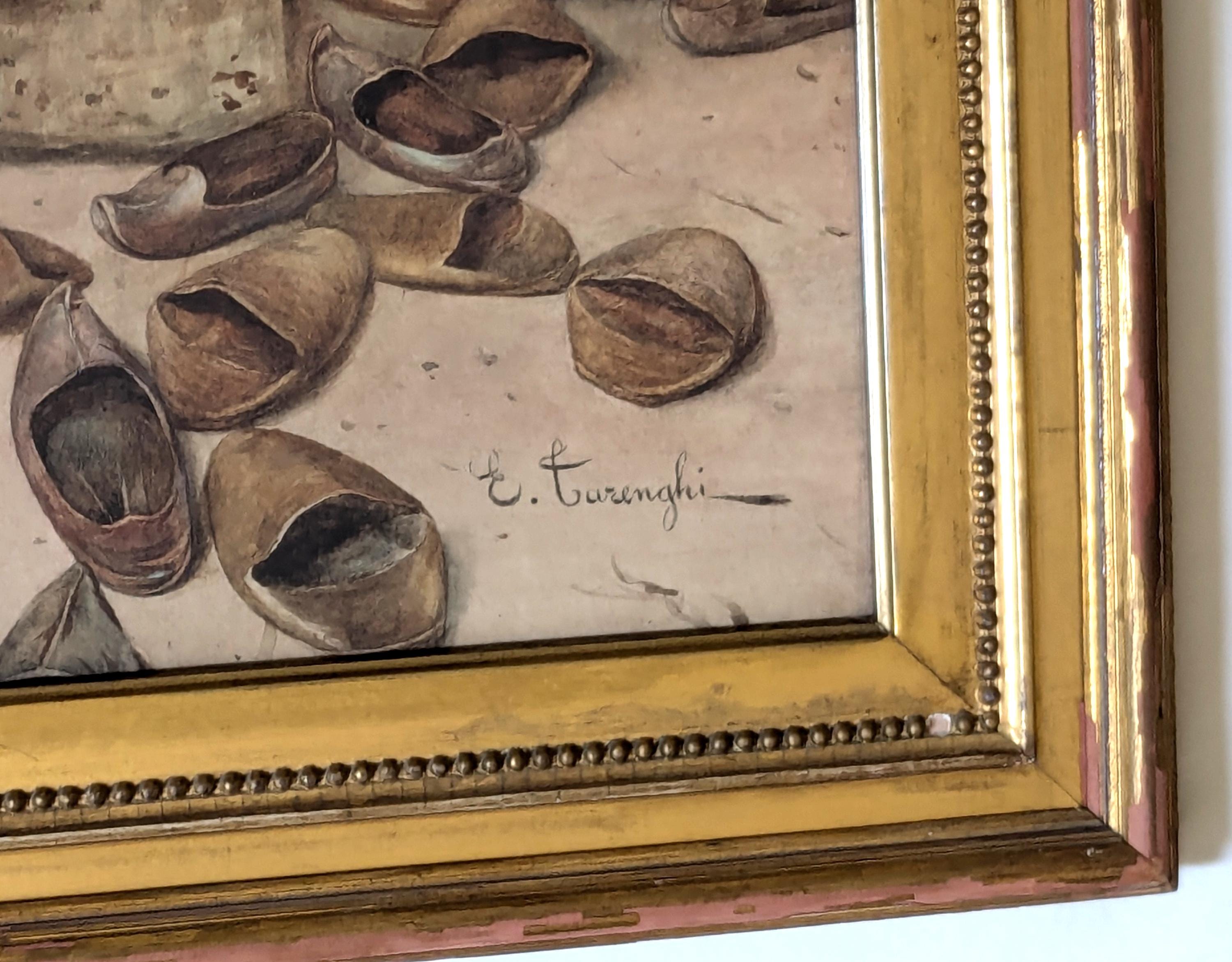 Enrico Tarenghi 'leaving the Mosque' Watercolor Painting - Gilt Wood ...