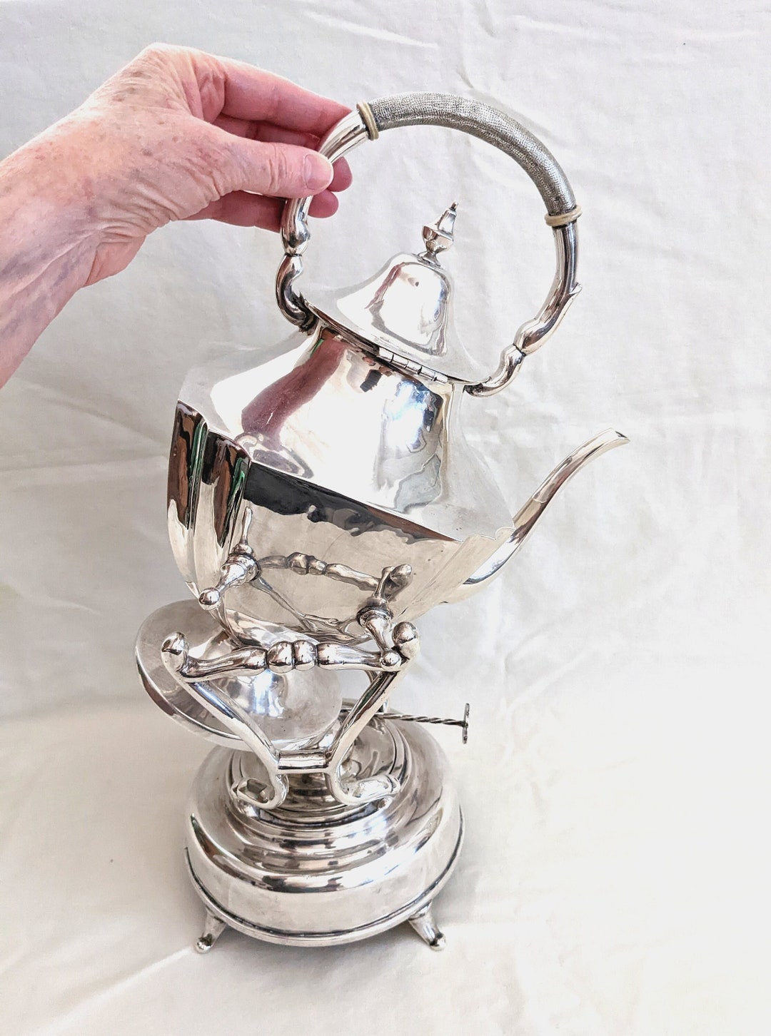 Mexican Sterling Tilting Teapot, Sterling Stand & Burner - Etsy