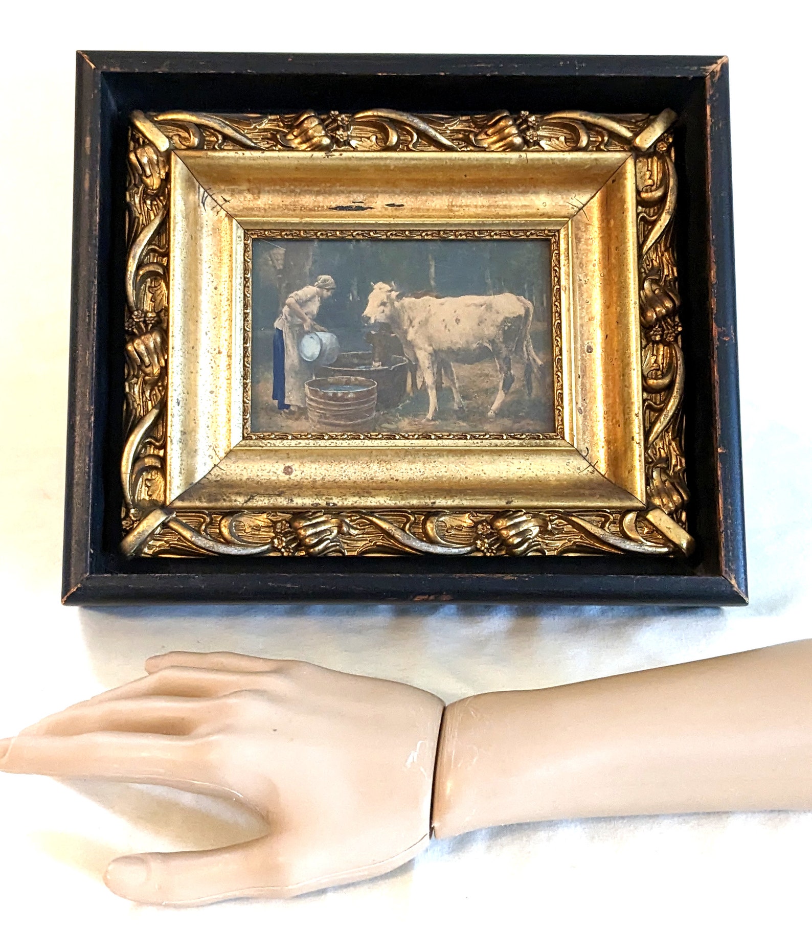 Antique Shadow Box Picture Frame Hand Colored Photo of Woman - Etsy