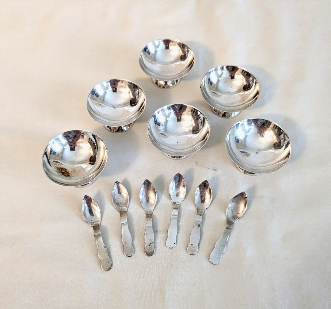 Set of 6 Taxco, Mexico Sterling Individual Salt Cellars With Matching ...