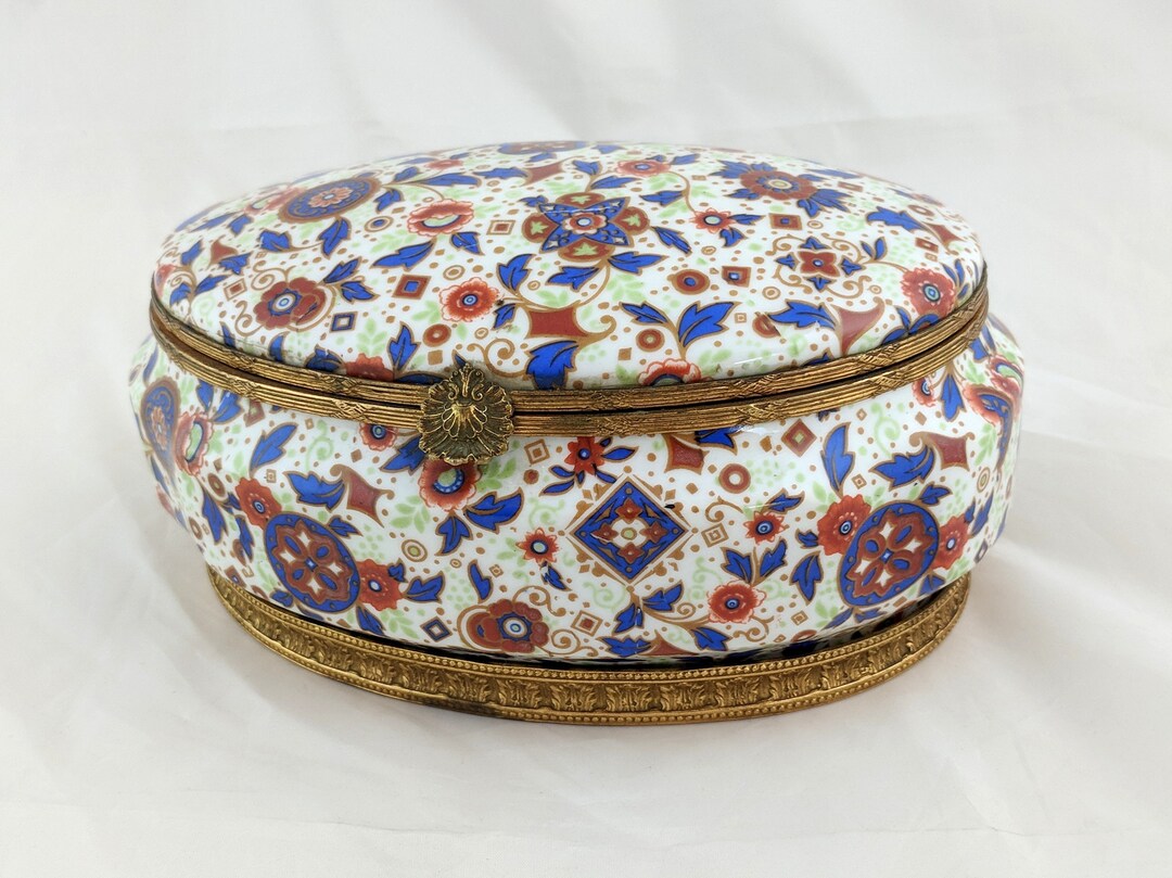 Chateau Des Etoiles - French Large Porcelain Dresser Box, Gilt Mounts ...