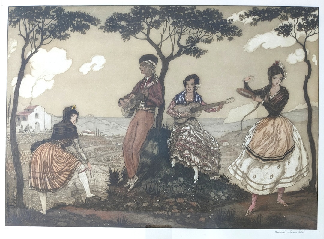 Andre Lambert Aquatint Etching: "the Dance" Spanish Dancers, 1924 ...