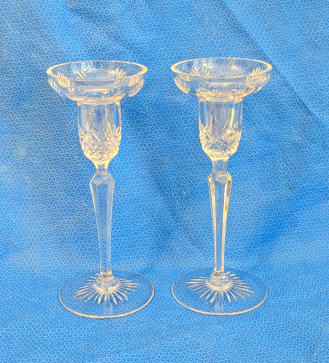 Pair of Rogaska, Slovenia Cut Crystal Candlestick Holders, 7 7/8 Inches ...