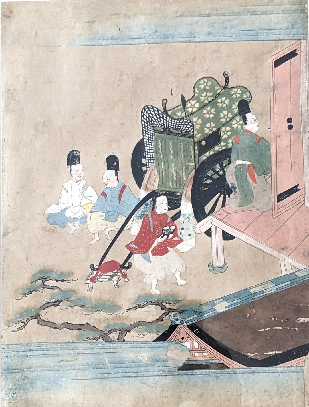 Japanese Tosa School Watercolor Painting: Genji Monogatari Scene - Etsy