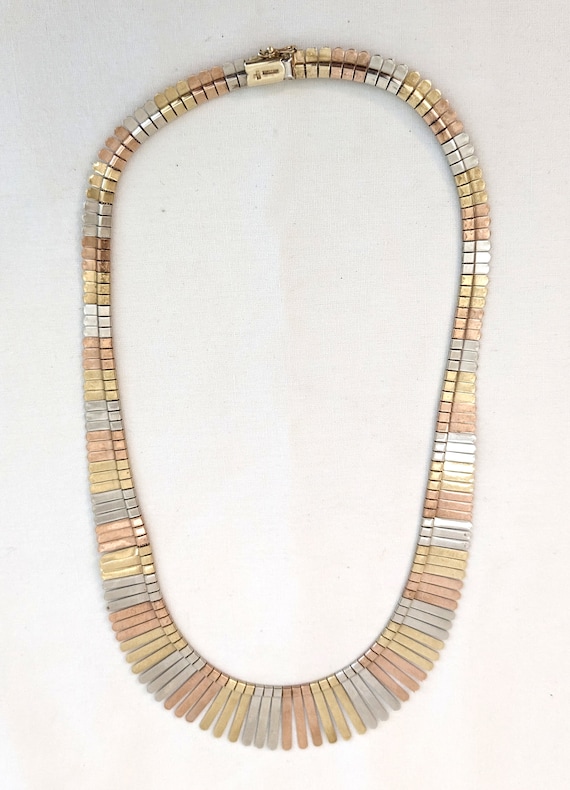 14k tri-color gold Italian Cleopatra collar necklace,… - Gem