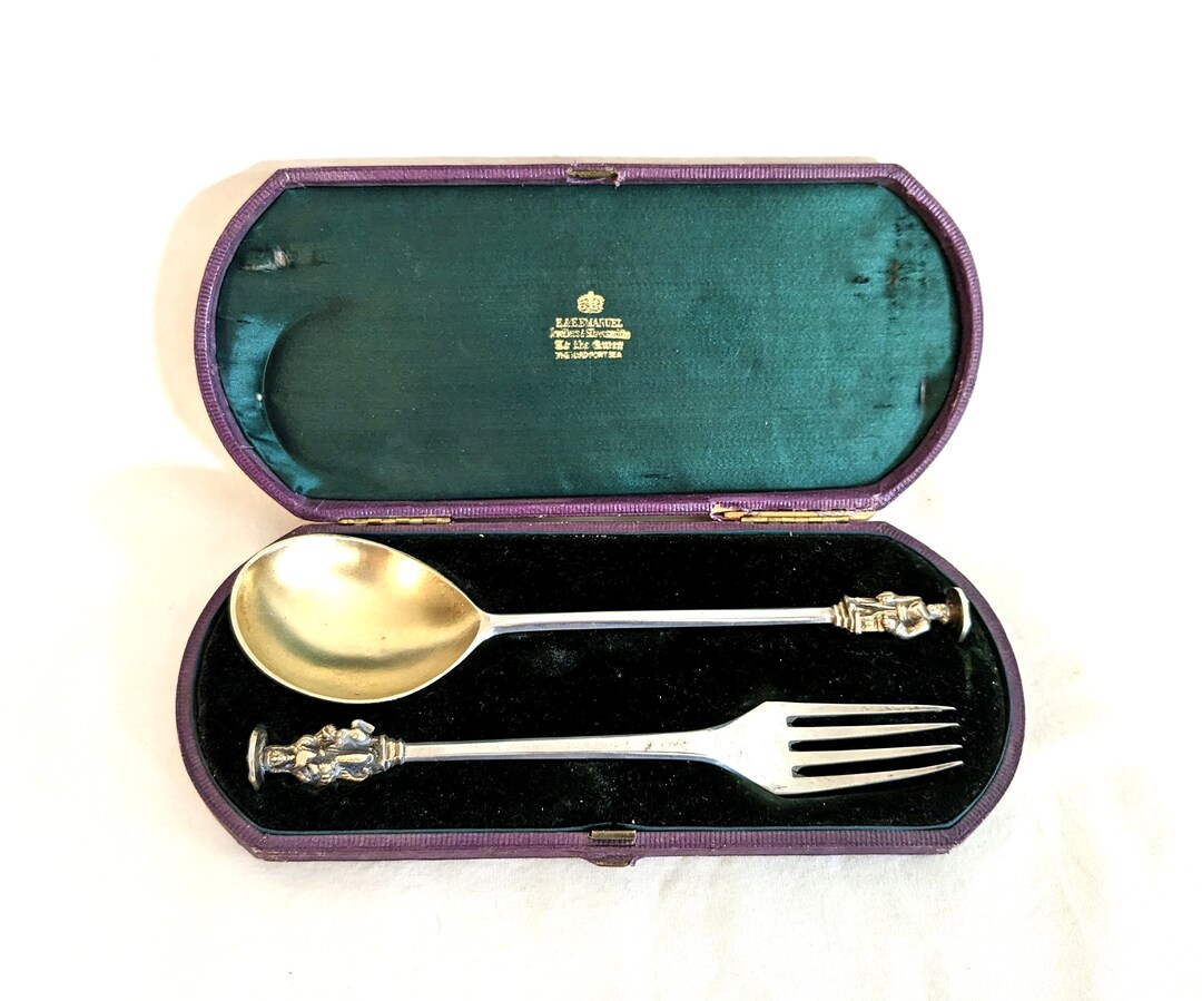 Victorian Sterling Silver Apostle Spoon & Fork Set - George Fox, 1864 ...
