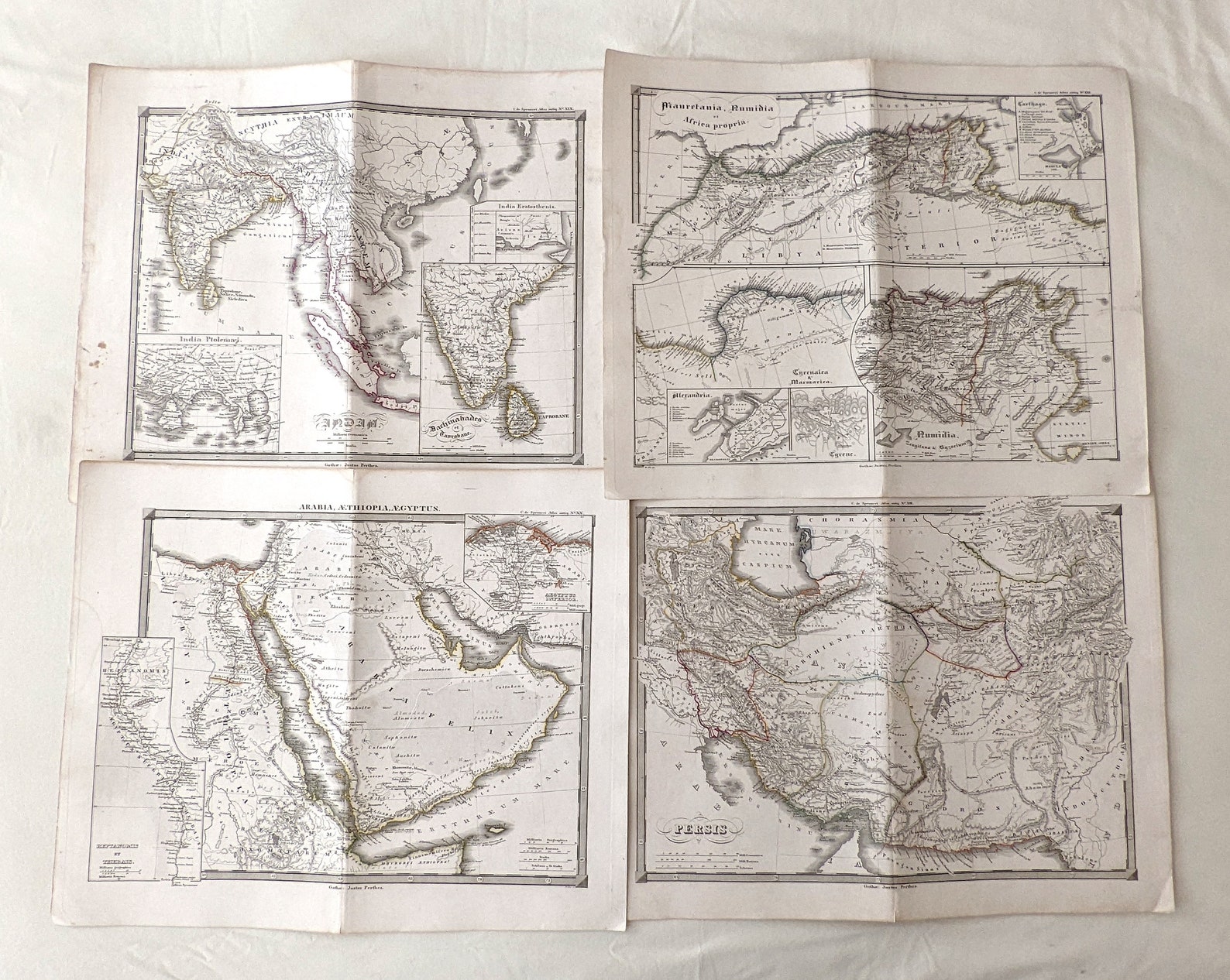 4 Hand Colored Engraved Maps of India the Middle East and - Etsy