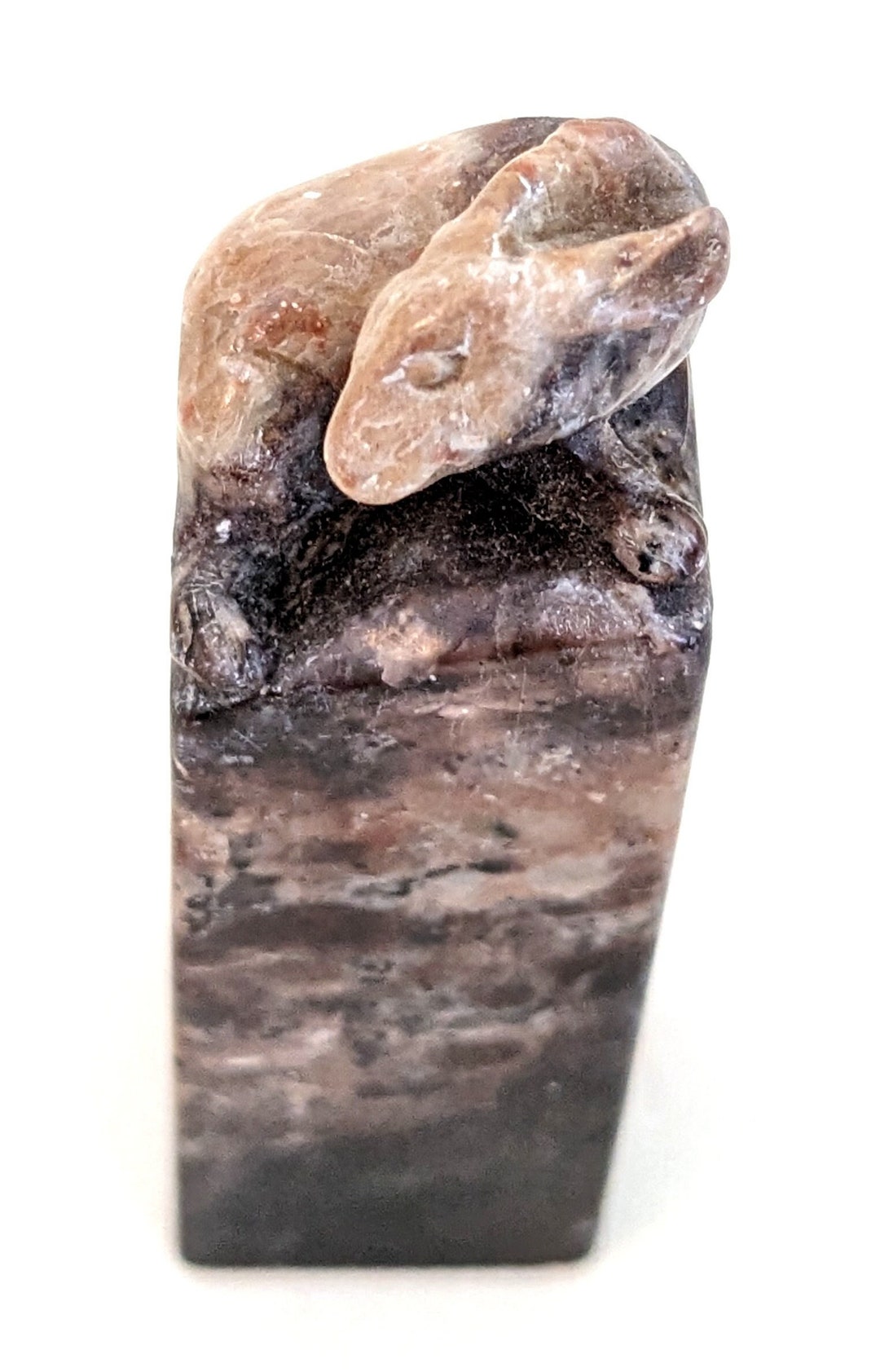 Carved Brown Jadeite Chop Seal: Rabbit, "mead" & Chinese Characters - Etsy