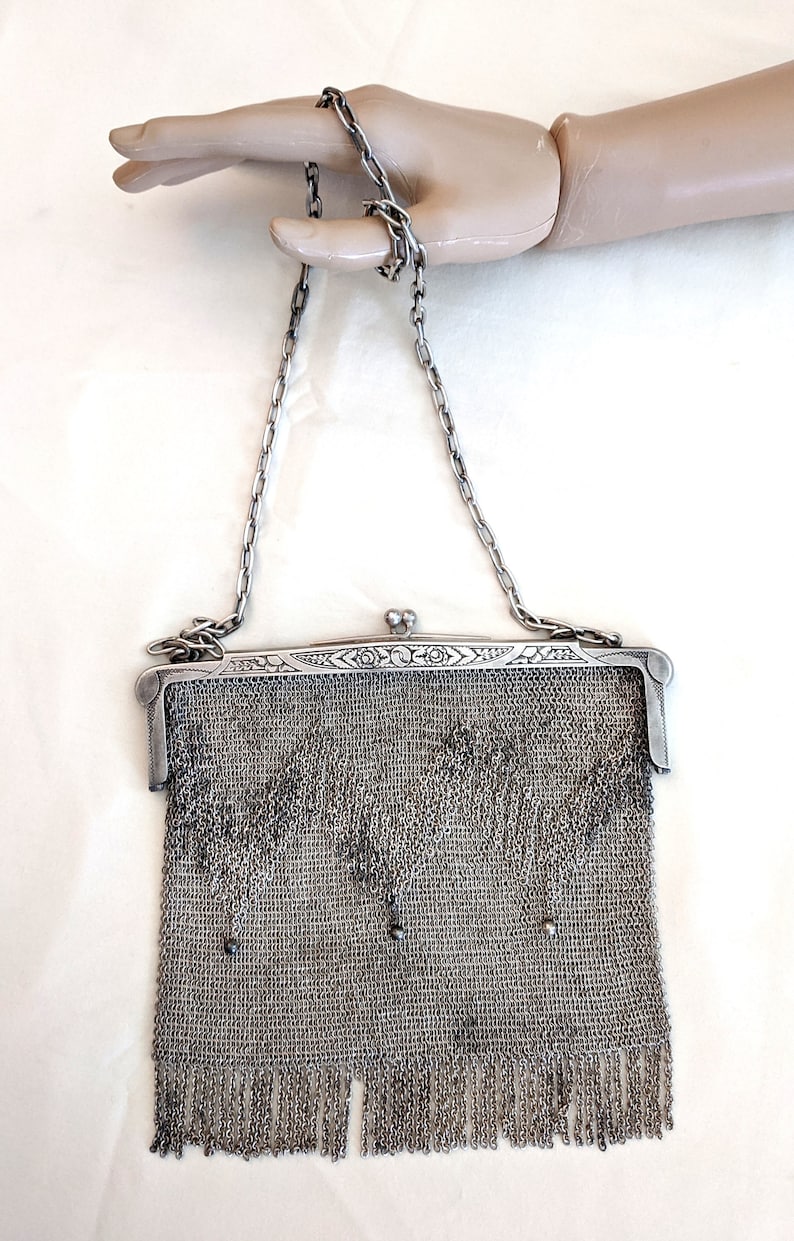 Polish .800 Silver Mesh Art Deco Flapper Hand / Shoulder Bag - Etsy