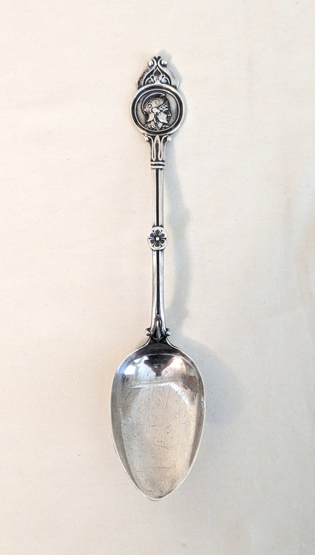 Antique Sterling Silver Medallion Serving Spoon: Roman Soldier, Schulz ...
