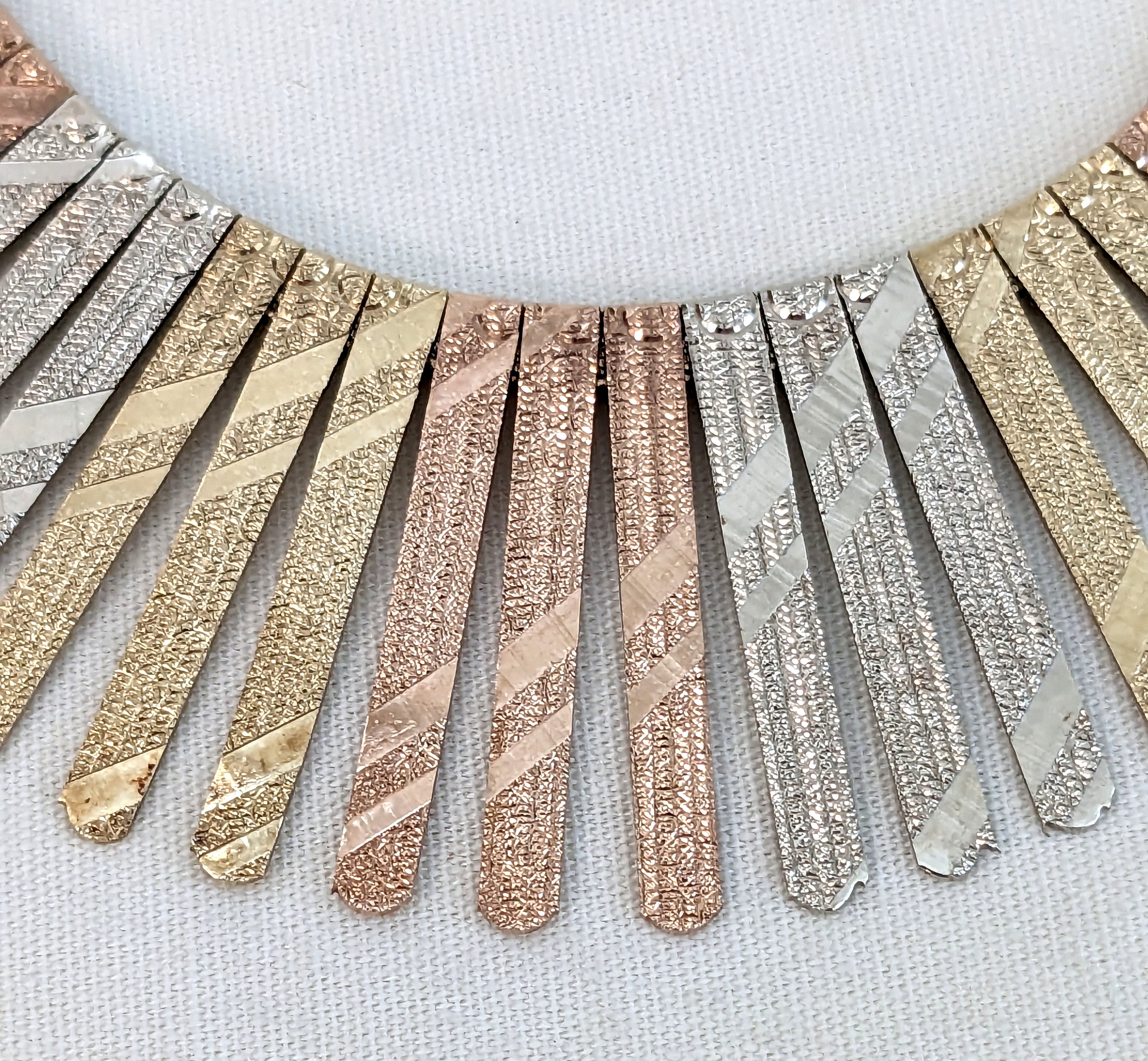 14k Tri-color Gold Italian Cleopatra Collar Necklace, 17 Inches Long ...