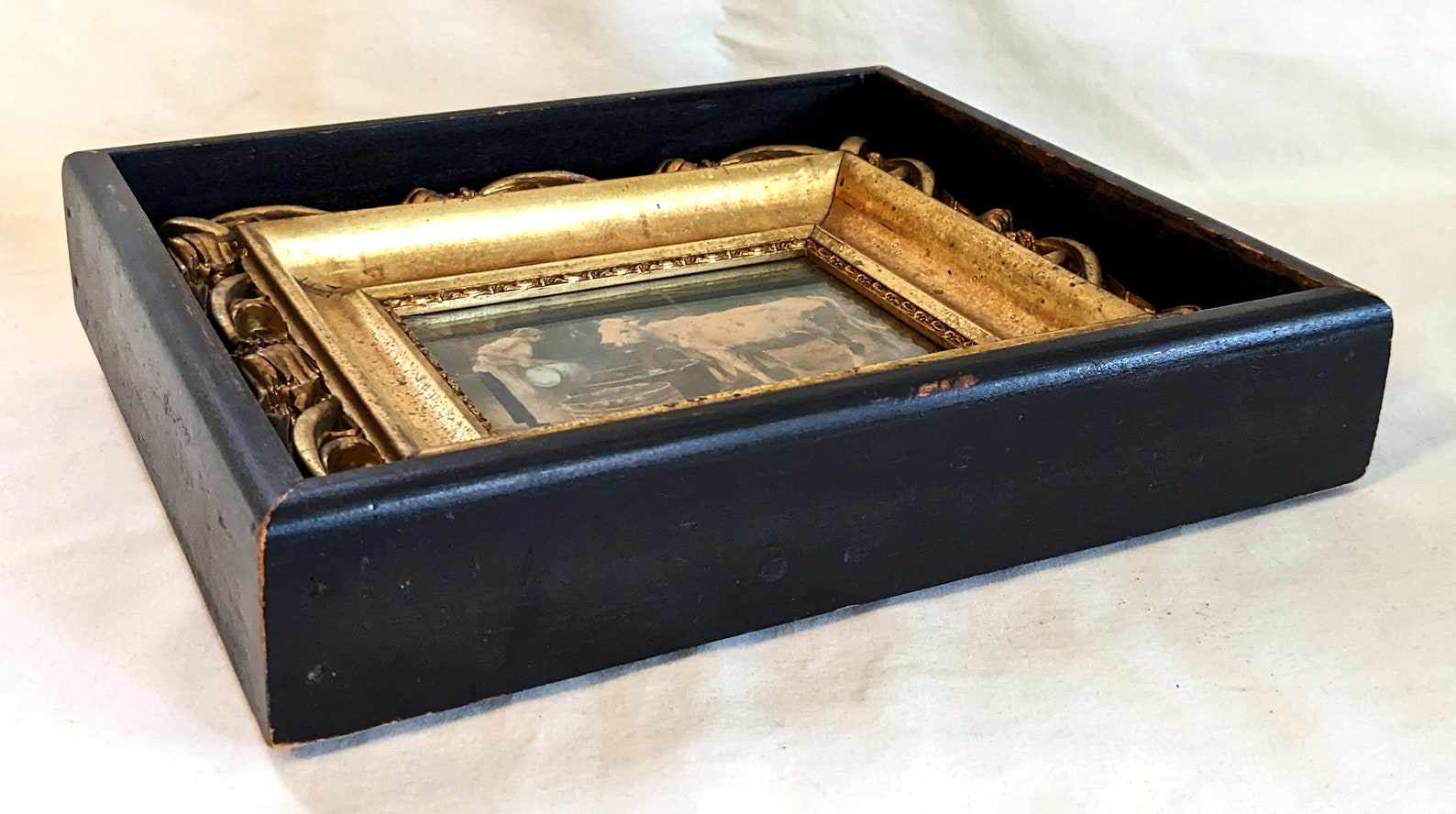 Antique Shadow Box Picture Frame Hand Colored Photo of Woman - Etsy