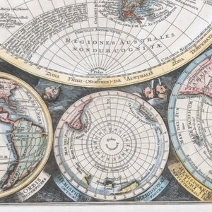 Diversi Globi Terr-aquei Statione Map by Matthias Seutter; Framed, Hand ...