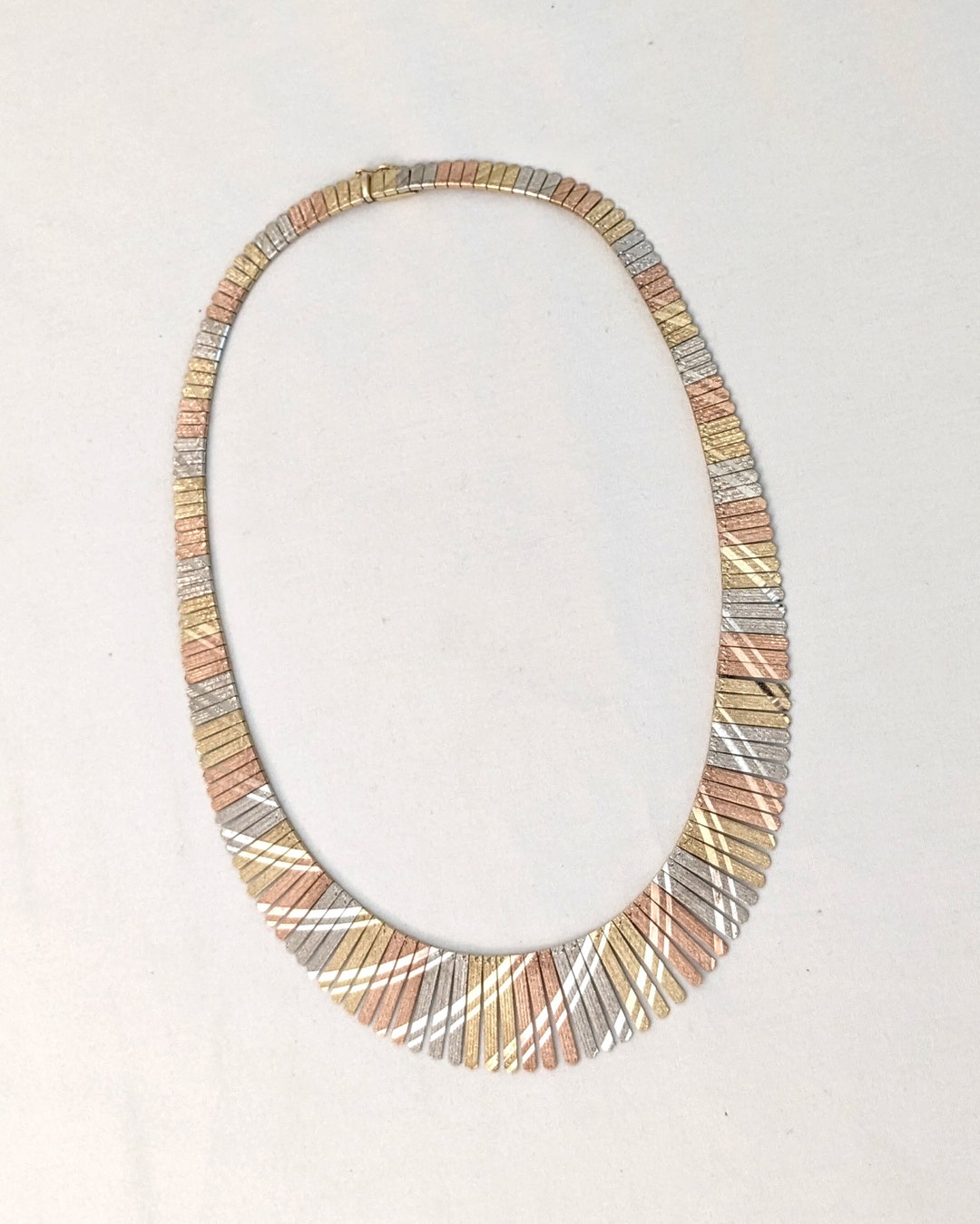 14k Tri-color Gold Italian Cleopatra Collar Necklace, 17 Inches Long ...