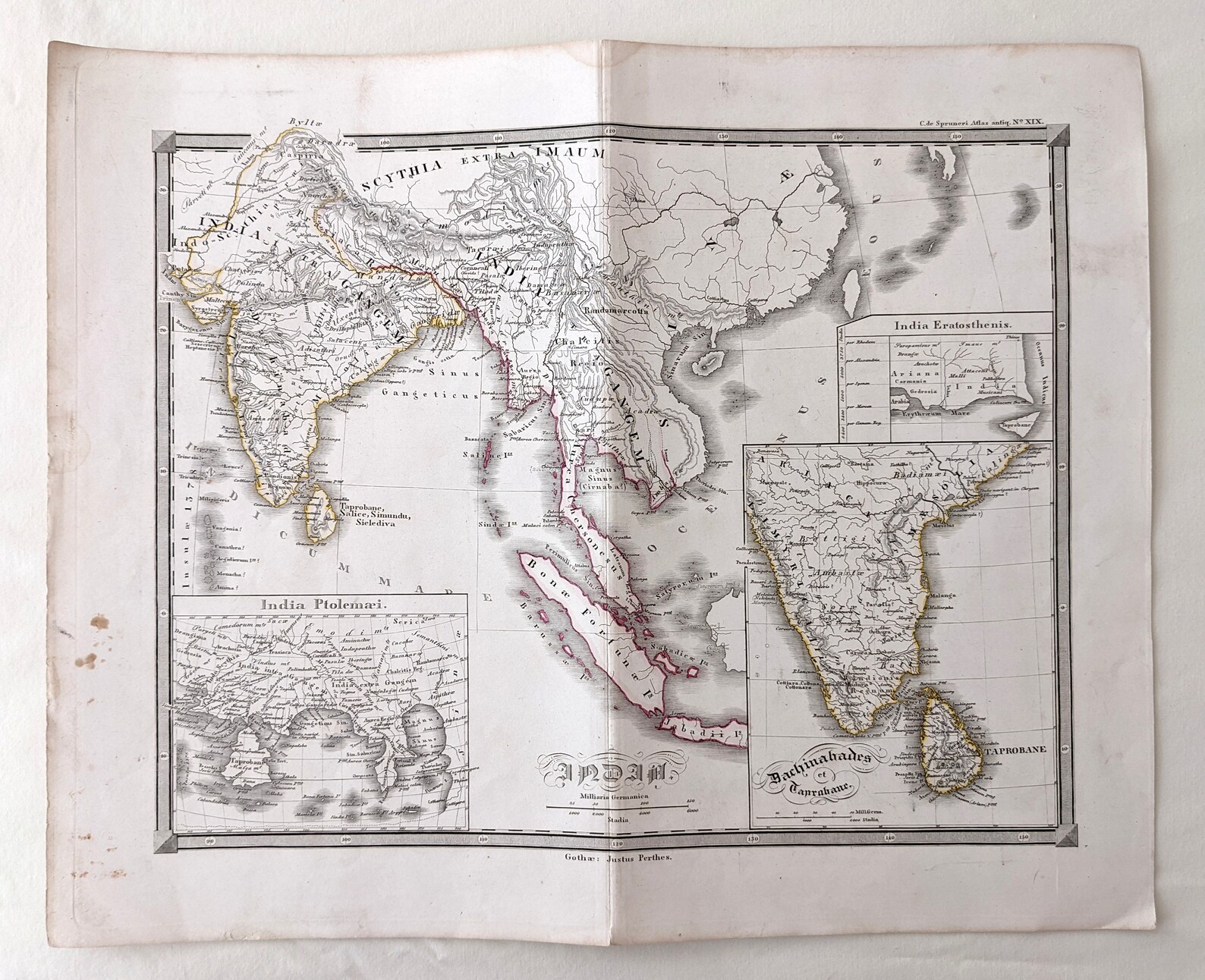 4 Hand Colored Engraved Maps of India the Middle East and | Etsy