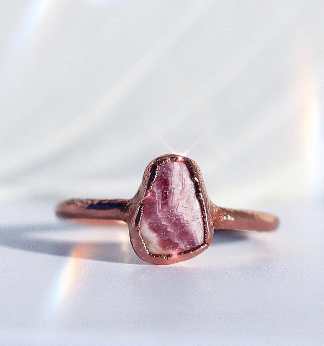 Raw Rhodochrosite Ring, Rhodochrosite Raw Stone, Rhodochrosite Crystal ...
