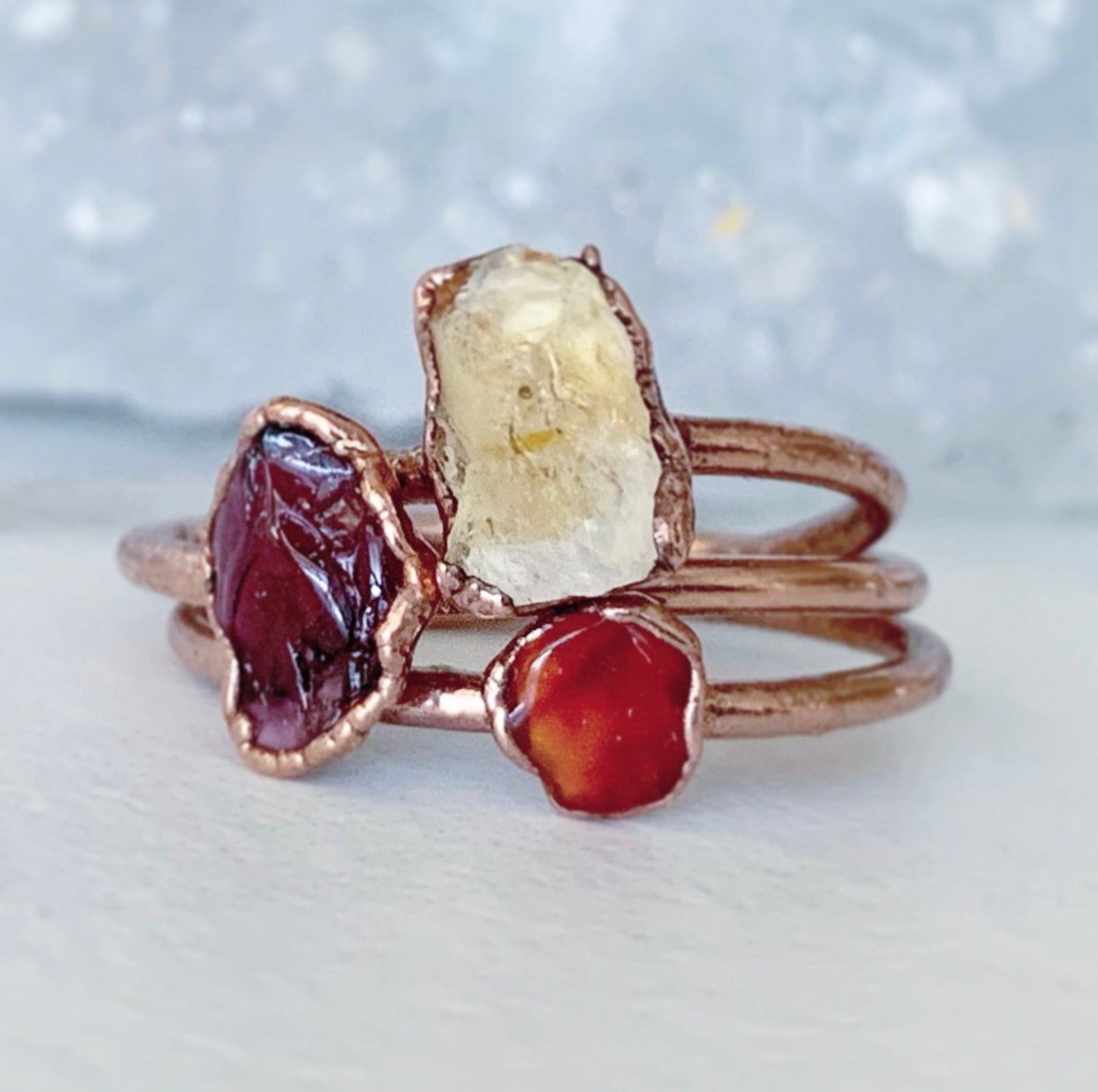 Dainty Raw Garnet Ring Stackable January Birthstone Ring - Etsy