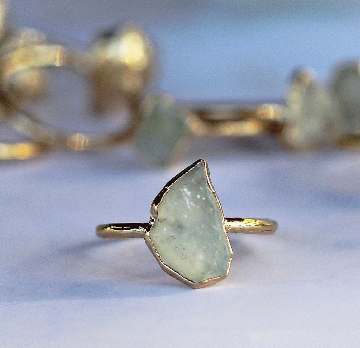 Libyan Desert Glass Ring: Raw Tektite Gold Band, Meteor Gemstone - Etsy