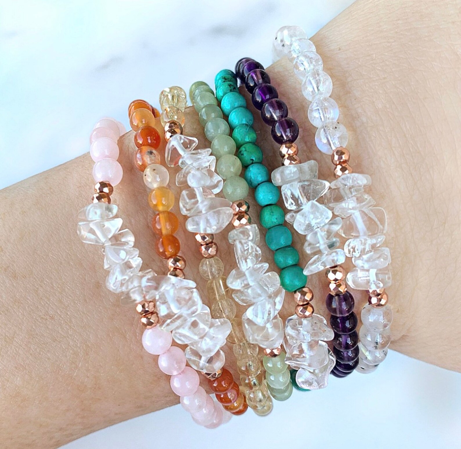 Dainty Beaded Crystal Bracelet Delicate Gemstone Bead - Etsy