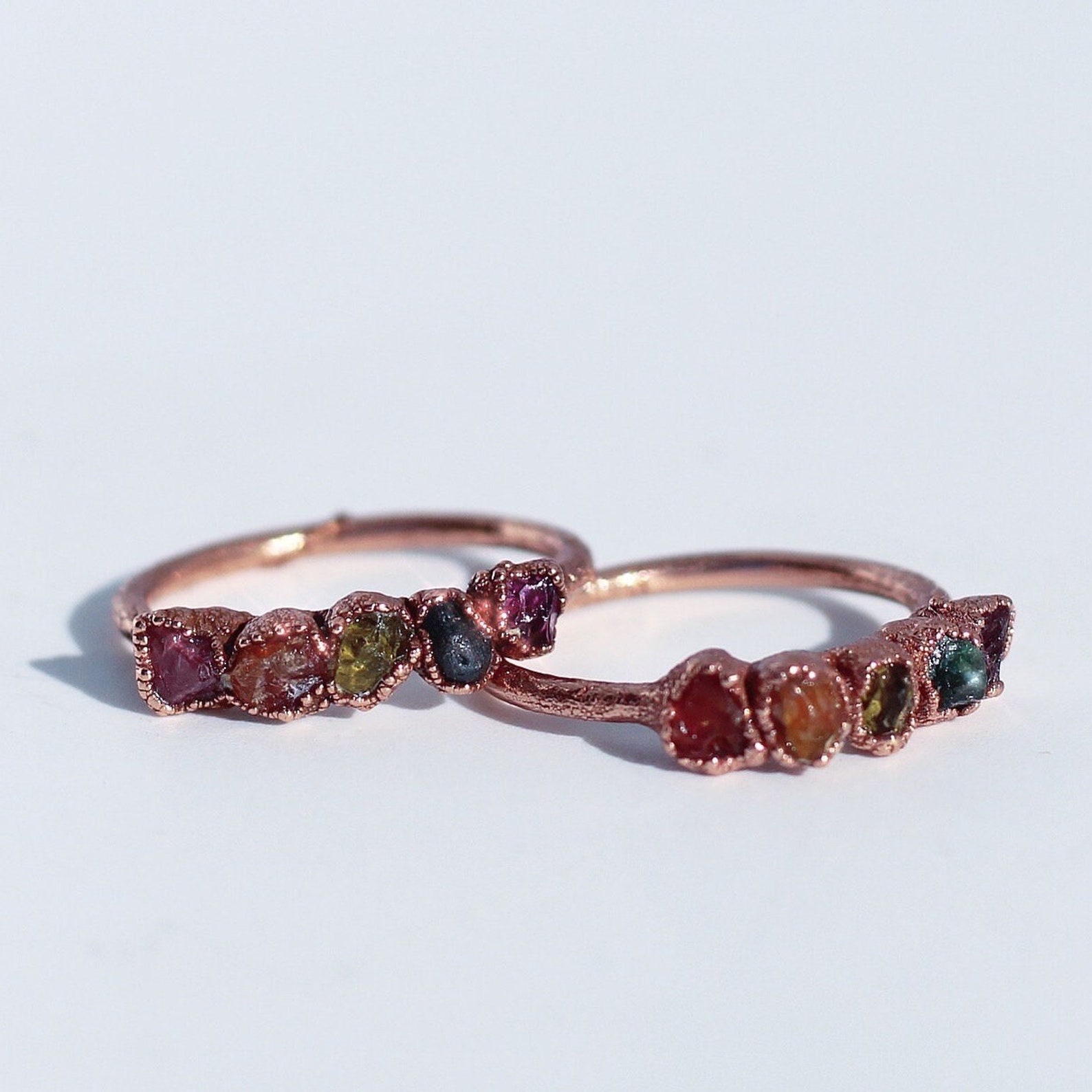 Raw Sapphire Copper Ring: Rainbow Gemstone Stacking Ring - Etsy