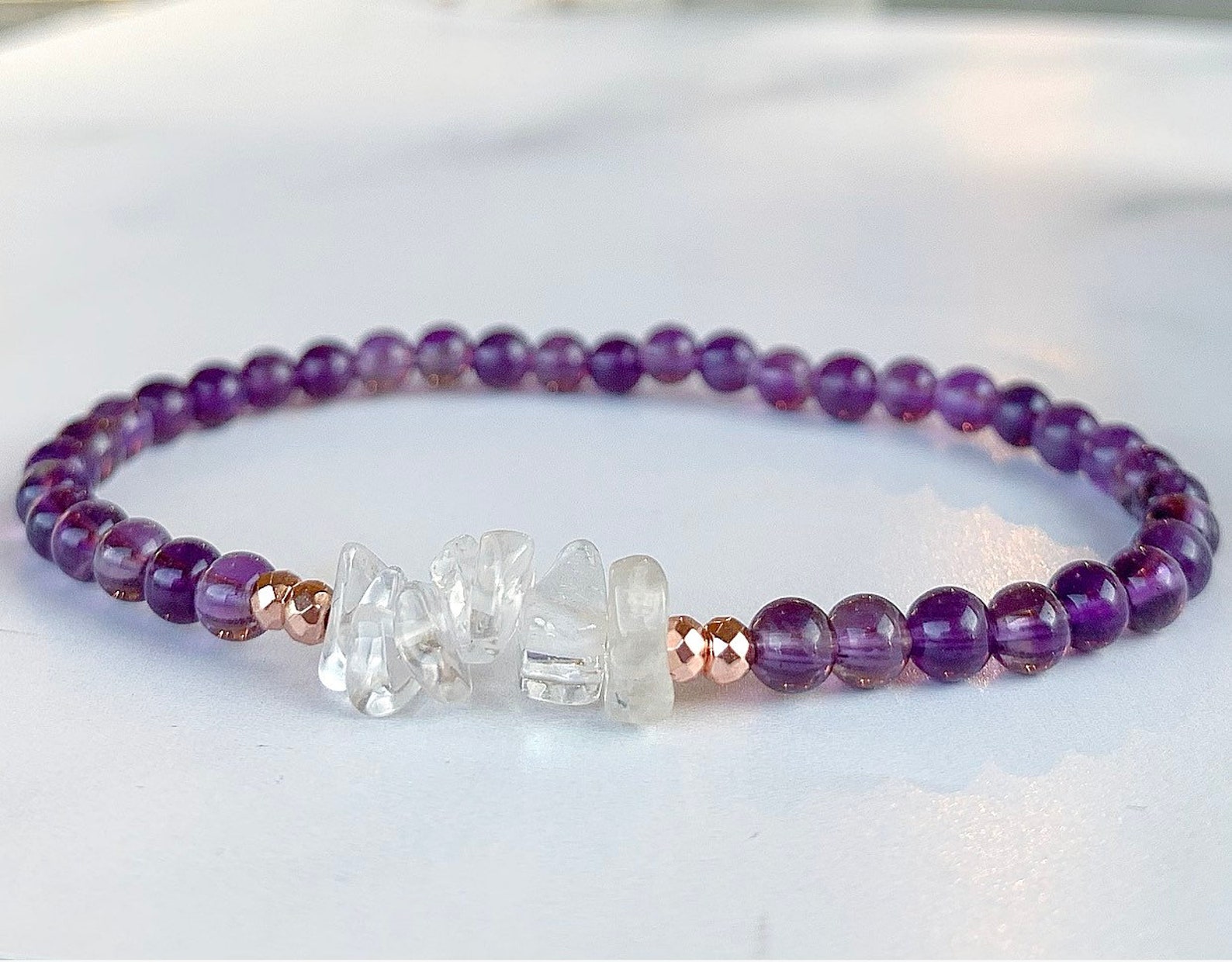 Dainty Beaded Crystal Bracelet Delicate Gemstone Bead - Etsy