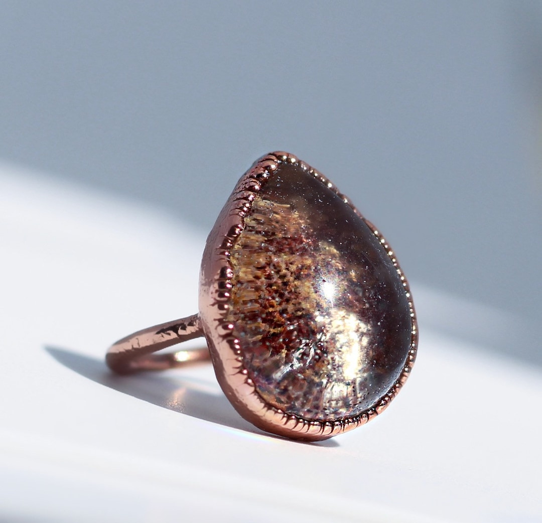 Garden Quartz Teardrop Ring, Teardrop Stone Ring, Garden Quartz ...