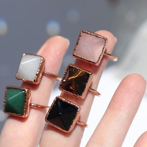 Milky Quartz Pyramid Ring, White Quartz Crystal Jewelry, Pyramid ...