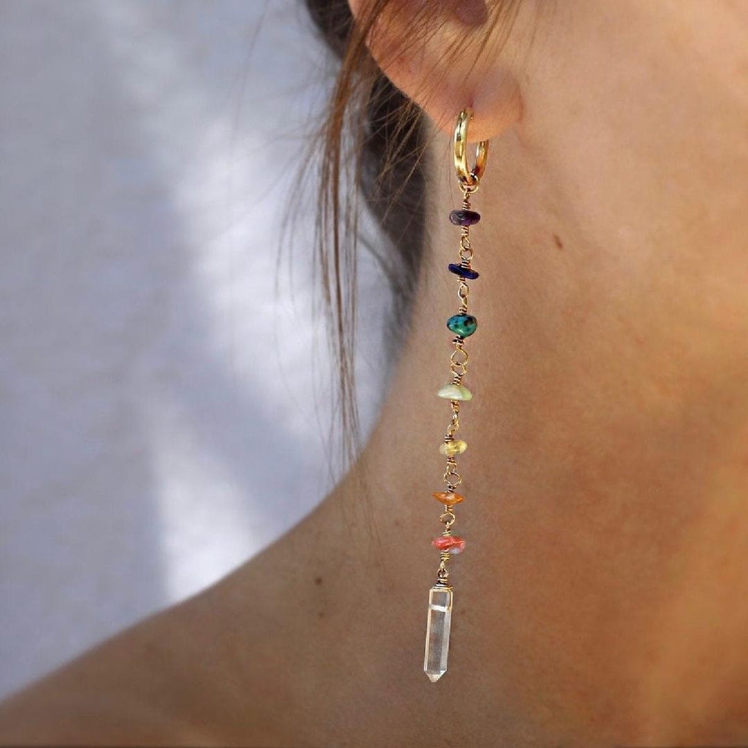 Rainbow gem earrings store