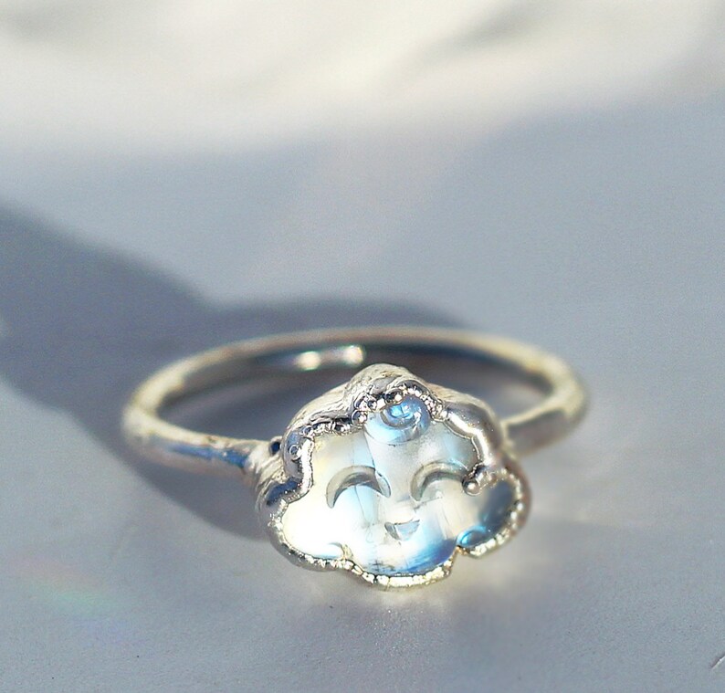 Moonstone Cloud Ring Cloud Smiling Face Ring Cloud Stone - Etsy