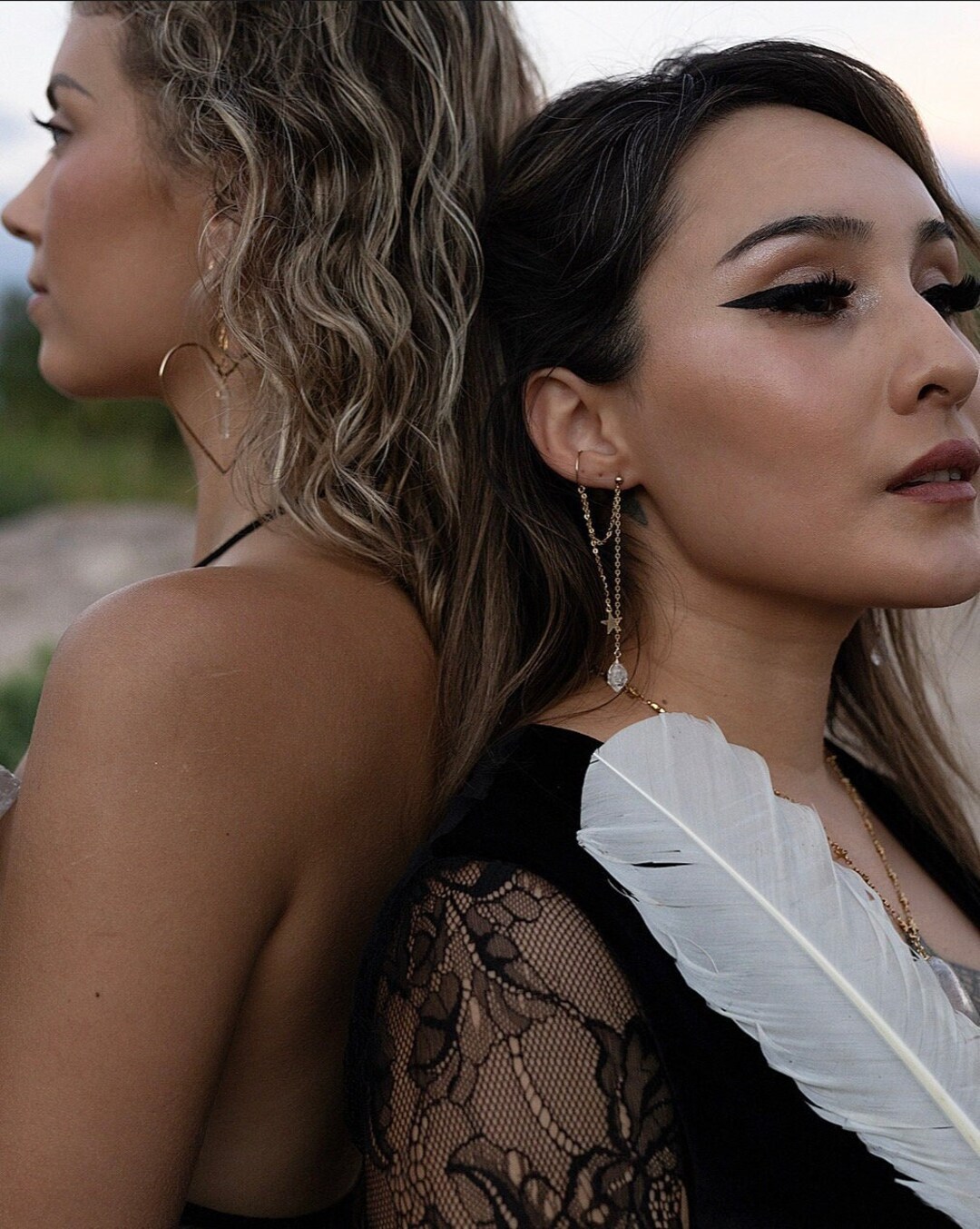 Moon and Star Ear Cuff Chain Earrings, Cuff Dangle Earrings, Long Dangle Ear Cuff Earrings ...