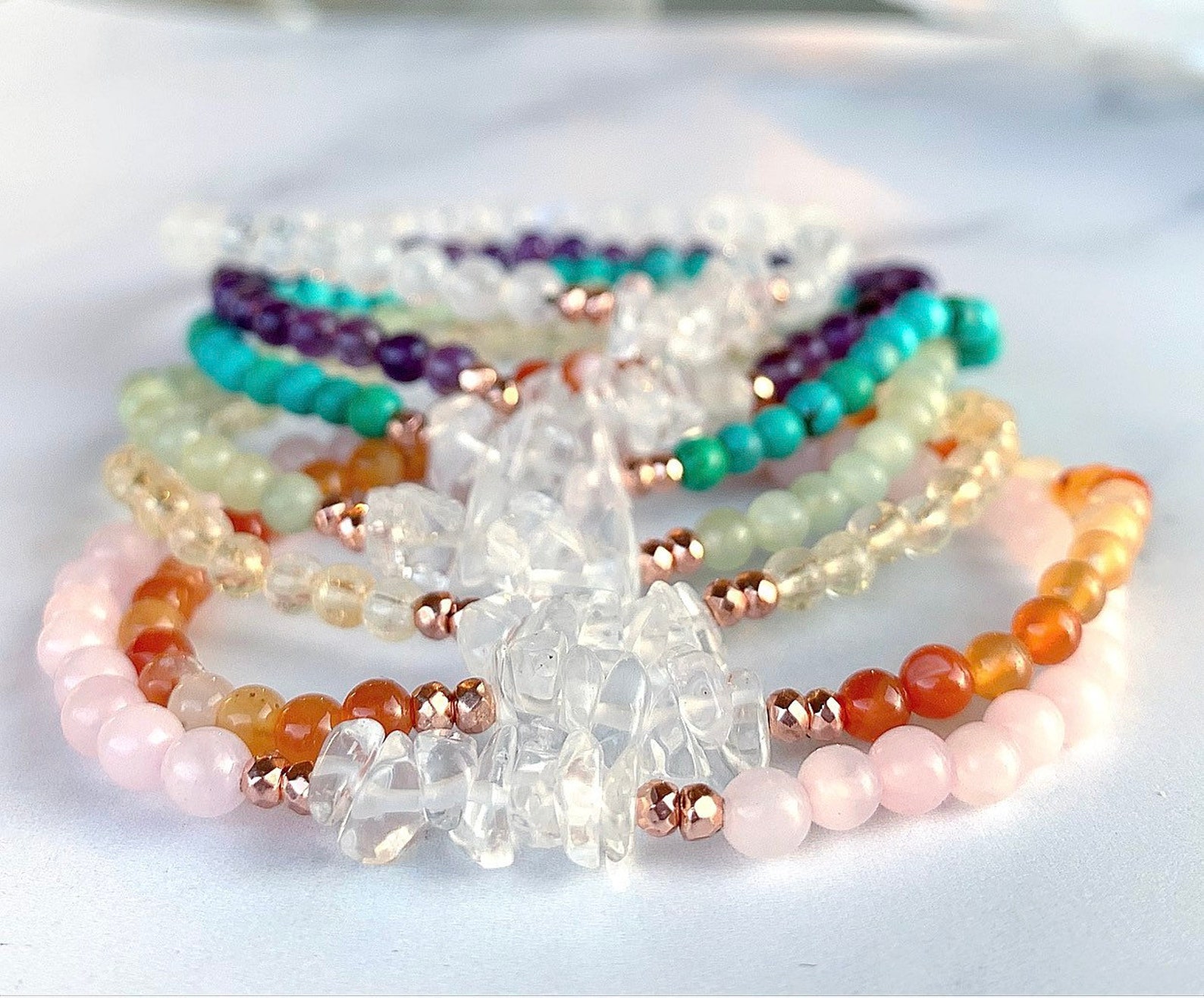 Dainty Beaded Crystal Bracelet Delicate Gemstone Bead - Etsy