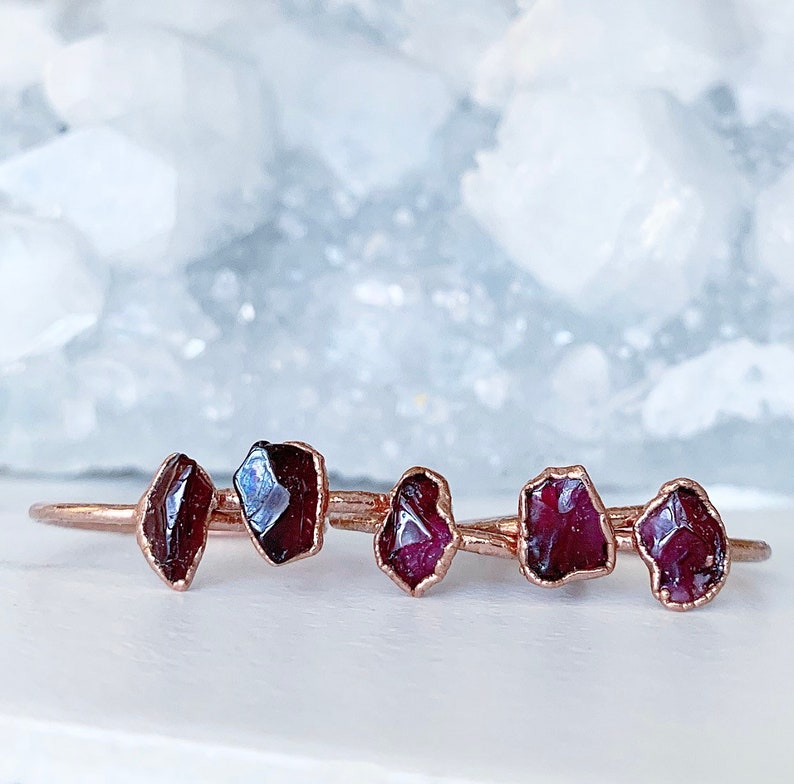 Dainty Raw Garnet Ring Stackable January Birthstone Ring - Etsy