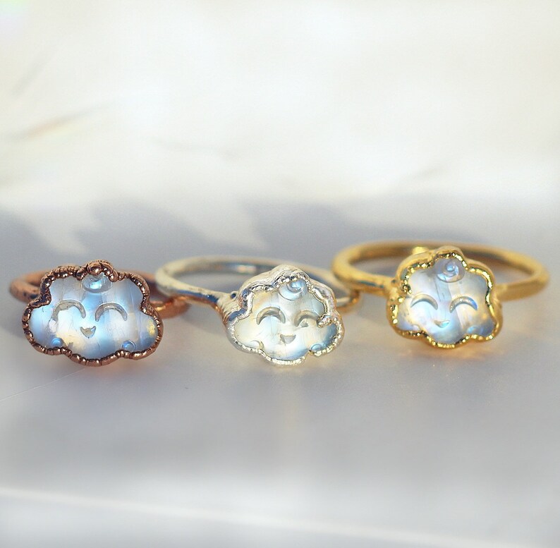 Moonstone Cloud Ring Cloud Smiling Face Ring Cloud Stone - Etsy