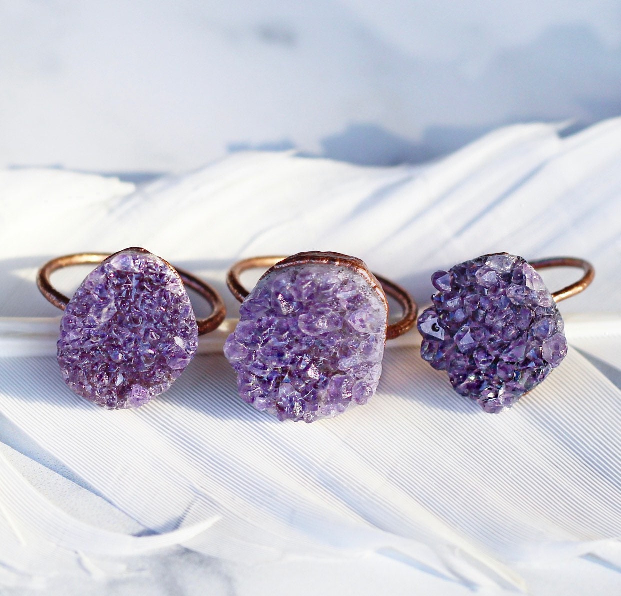 Amethyst Geode Ring Raw Geode Ring Chunky Amethyst Ring - Etsy