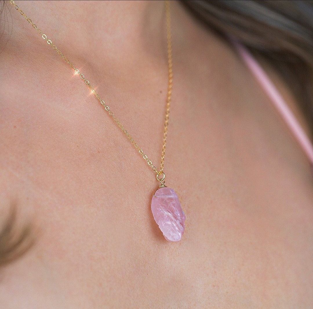Rose Quartz Necklace Real, Rose Quartz Pendant Necklace, Rose Quartz ...