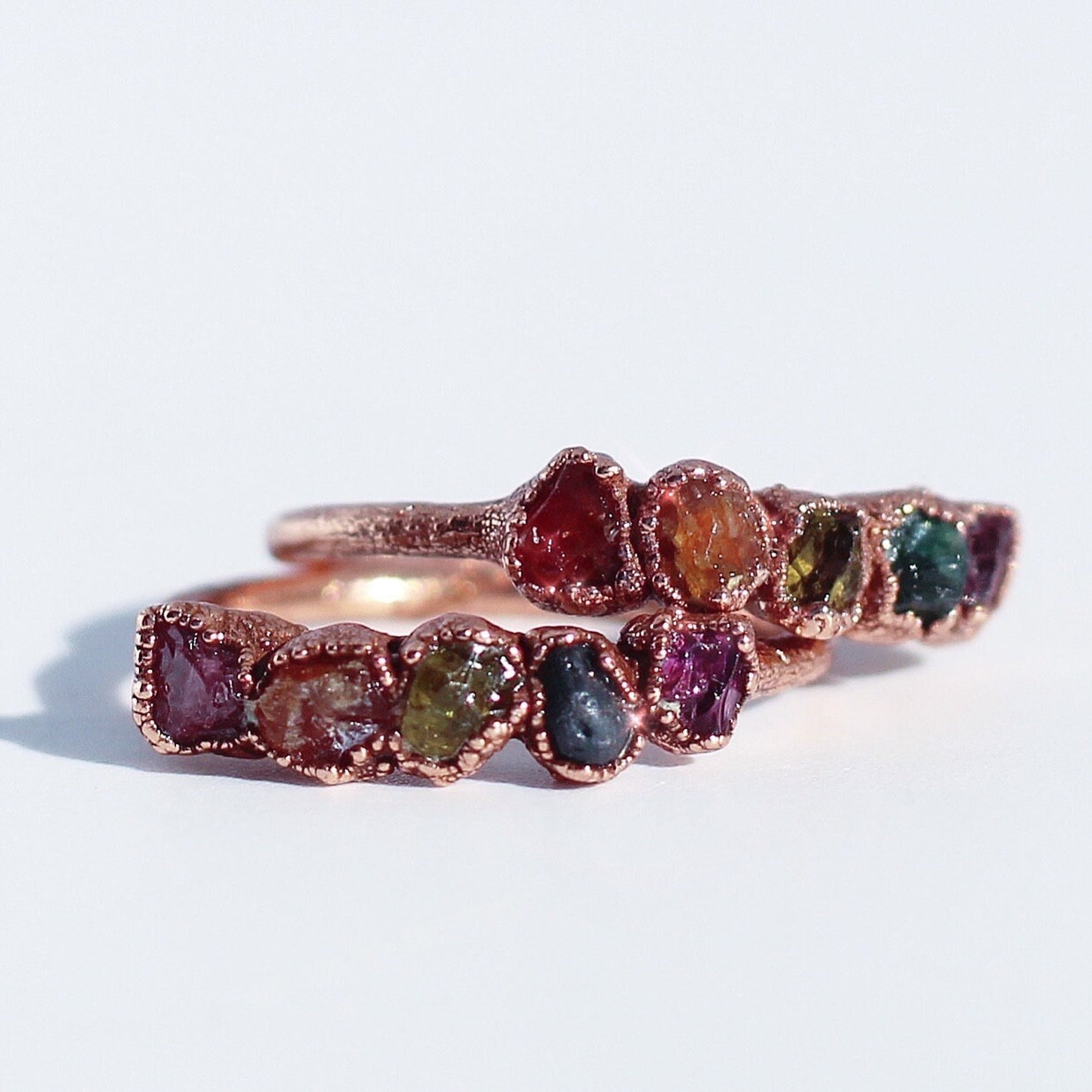 Raw Sapphire Copper Ring: Rainbow Gemstone Stacking Ring - Etsy