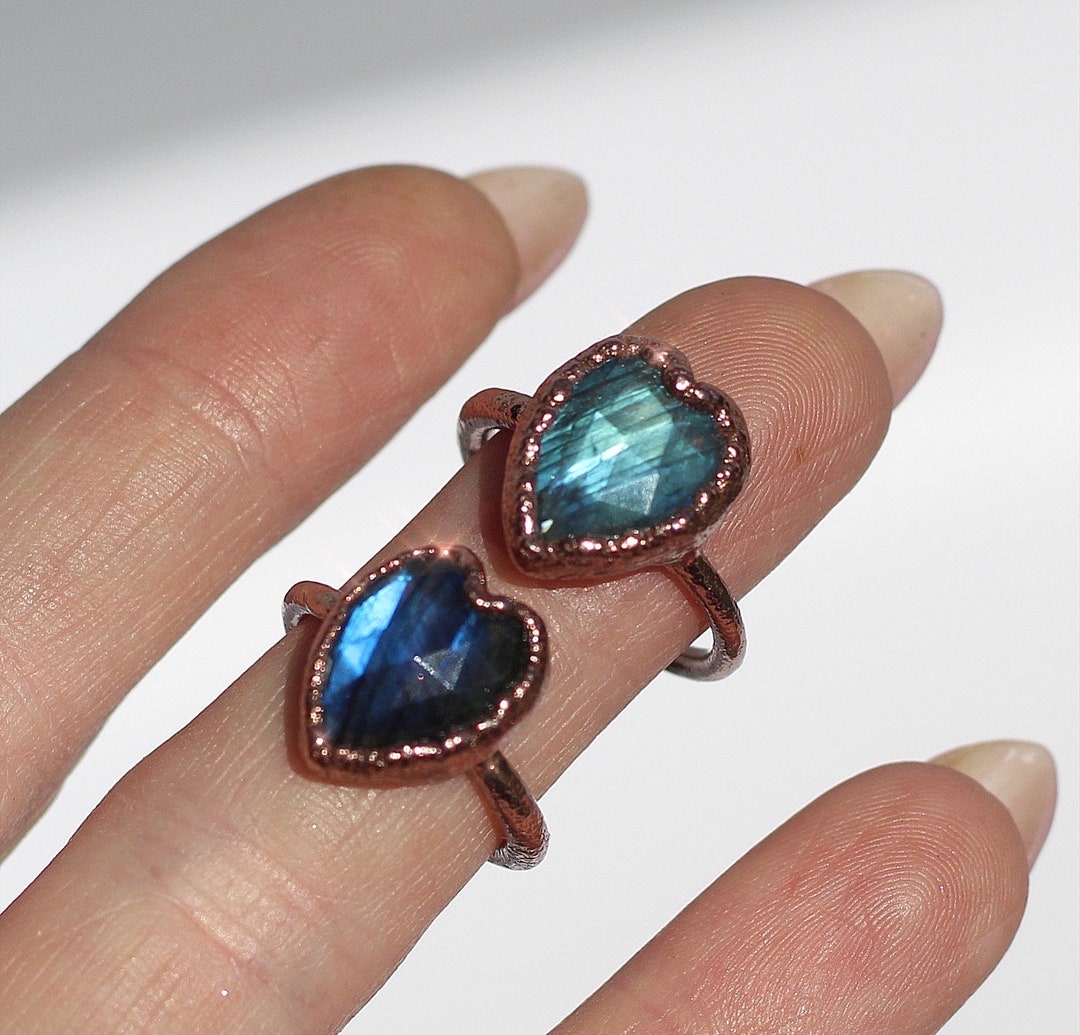 Labradorite Heart Ring, Blue Labradorite Ring, Labradorite Ring Heart ...