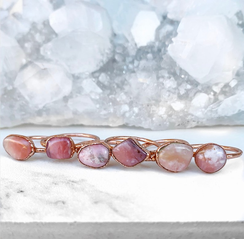 Opal Birthstone Ring October Birthstone Ring Raw Pink Opal - Etsy