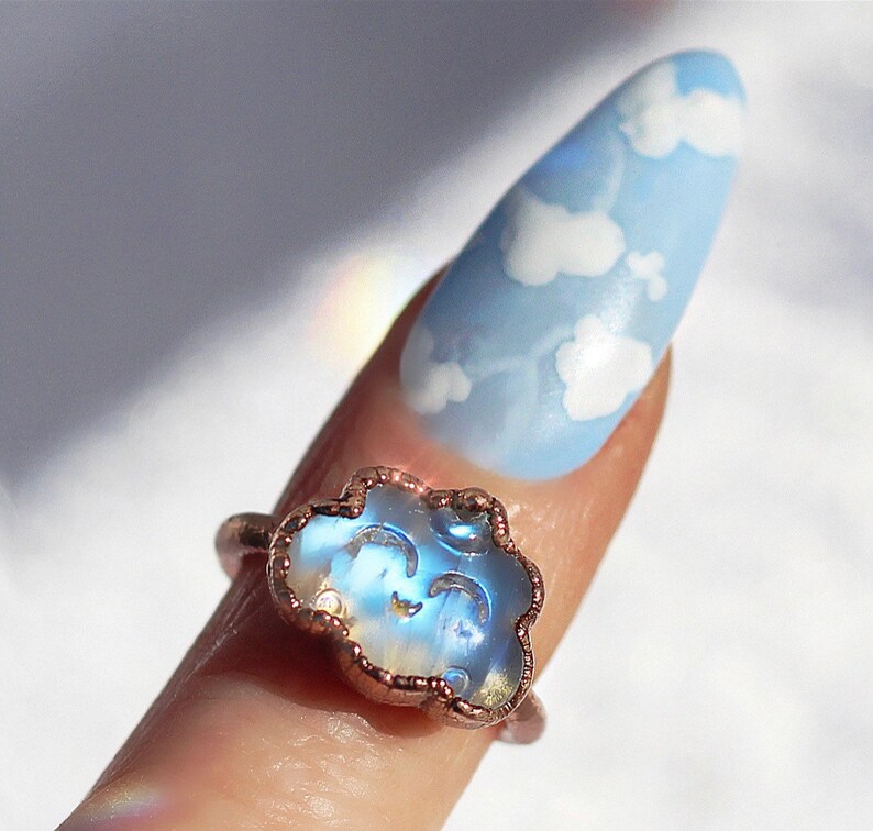 Moonstone Cloud Ring Cloud Smiling Face Ring Cloud Stone - Etsy