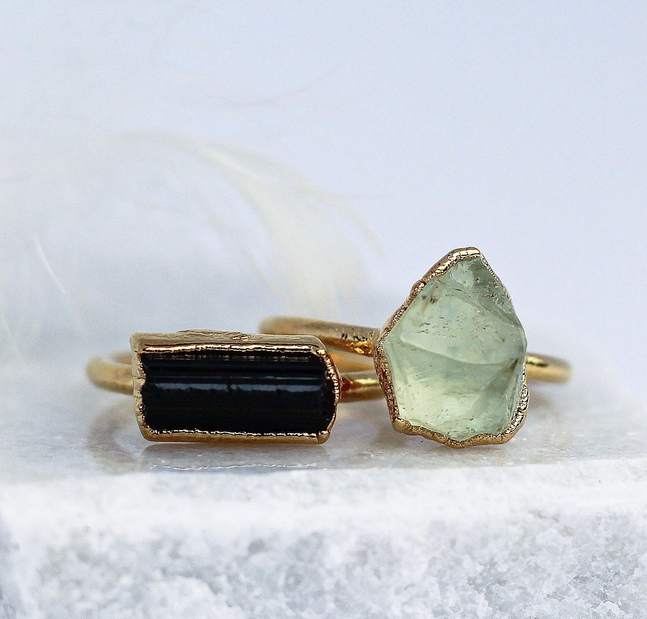 Libyan Desert Glass Ring: Raw Tektite Gold Band, Meteor Gemstone - Etsy