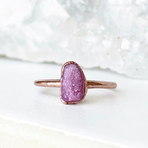 Dainty Ruby Stacking Ring, Tiny Raw Ruby Ring, July Birthstone Stacking Ring, July Birthstone ...