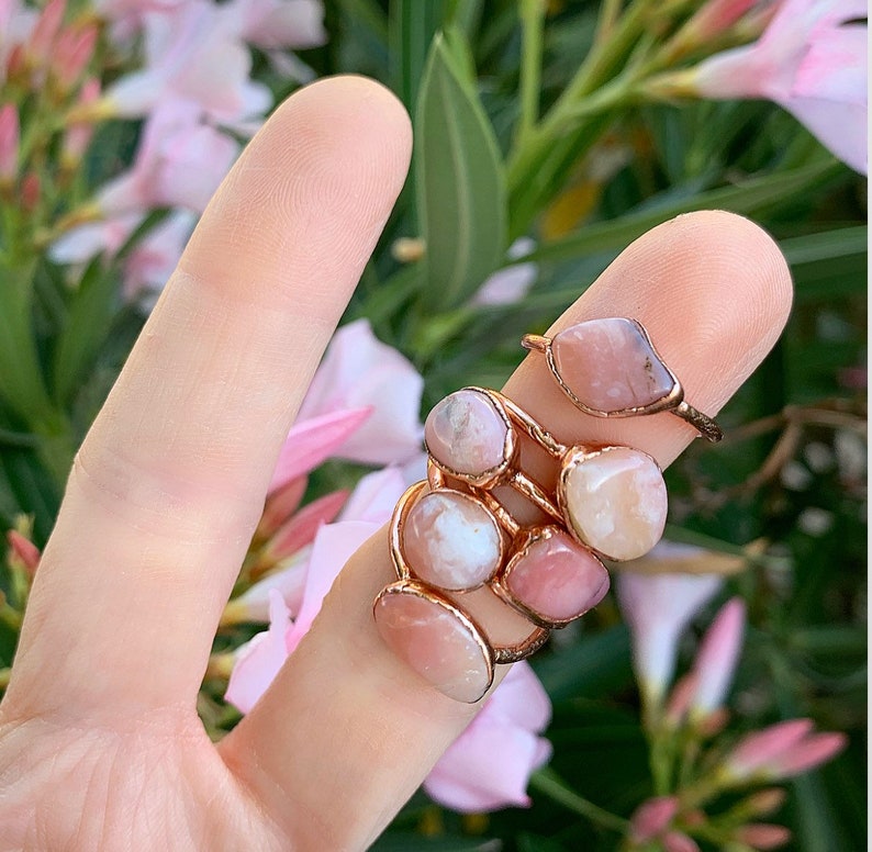 Opal Birthstone Ring October Birthstone Ring Raw Pink Opal - Etsy