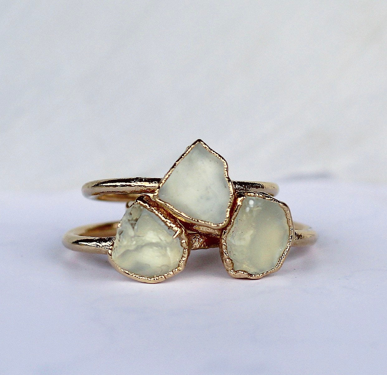 Libyan Desert Glass Ring: Raw Tektite Gold Band, Meteor Gemstone - Etsy