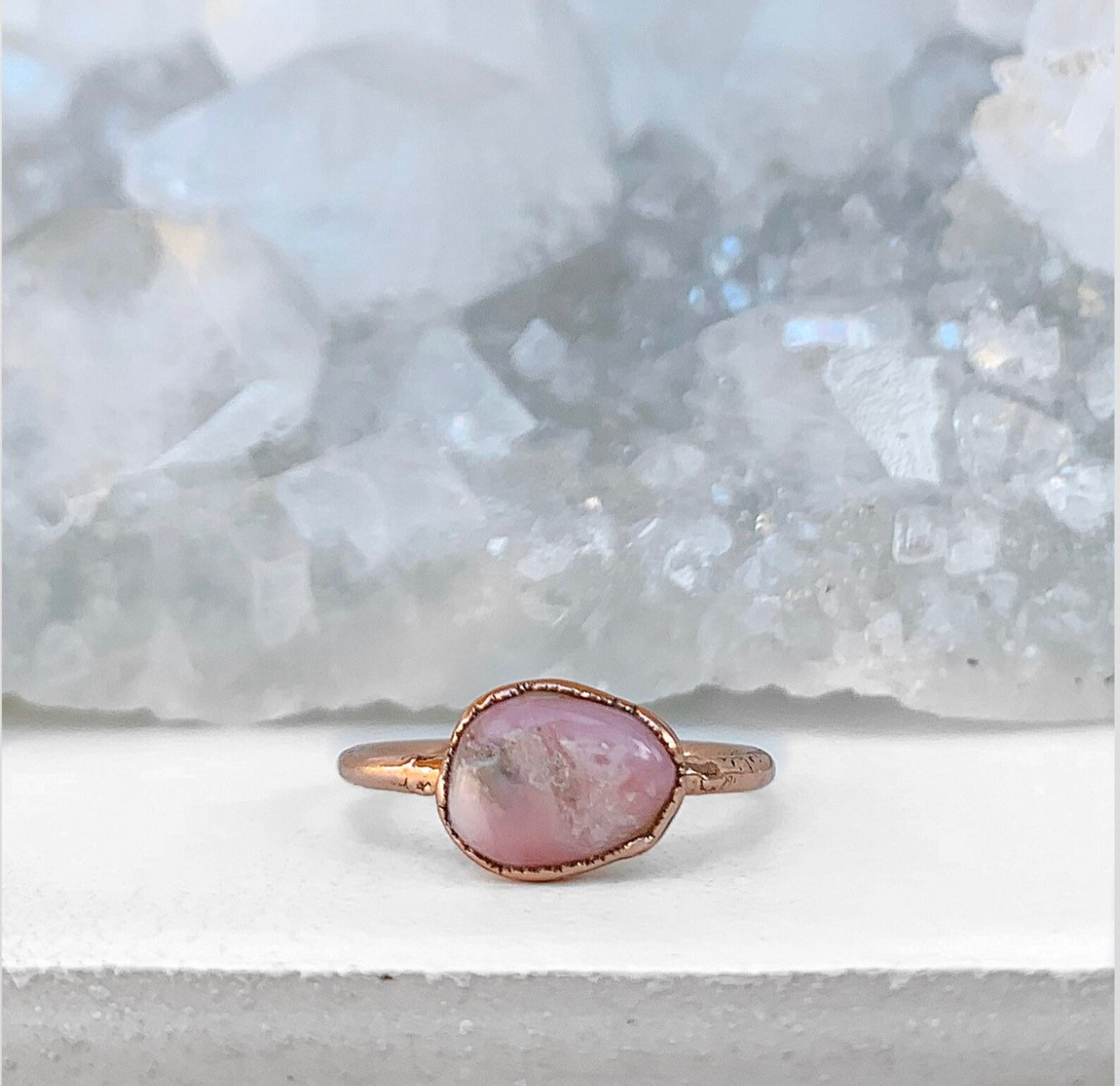 Opal Birthstone Ring, October Birthstone Ring, Raw Pink Opal Ring, Opal ...