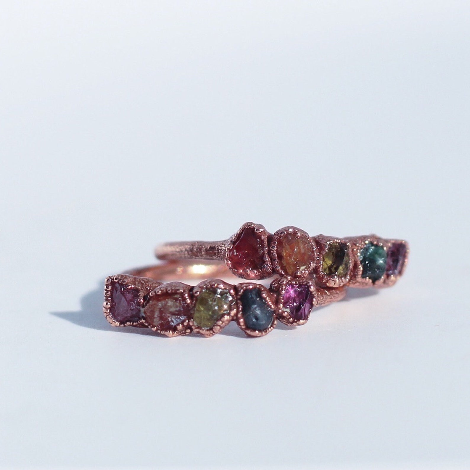 Raw Sapphire Copper Ring: Rainbow Gemstone Stacking Ring - Etsy